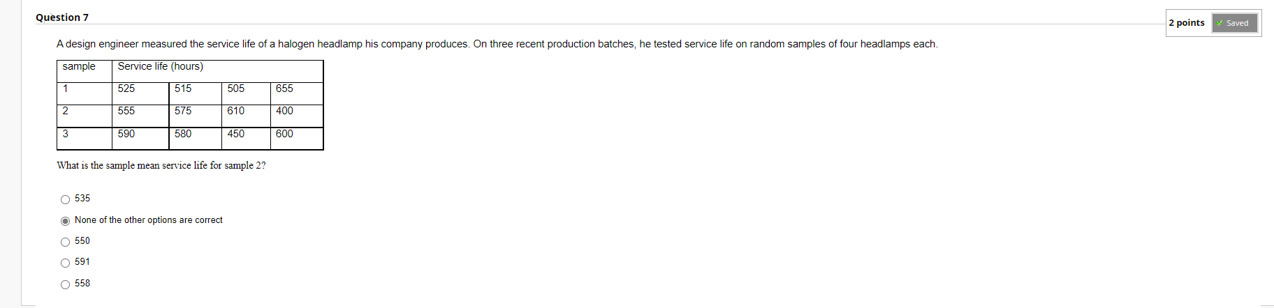 Solved What is the sample mean service life for sample 2 ? | Chegg.com