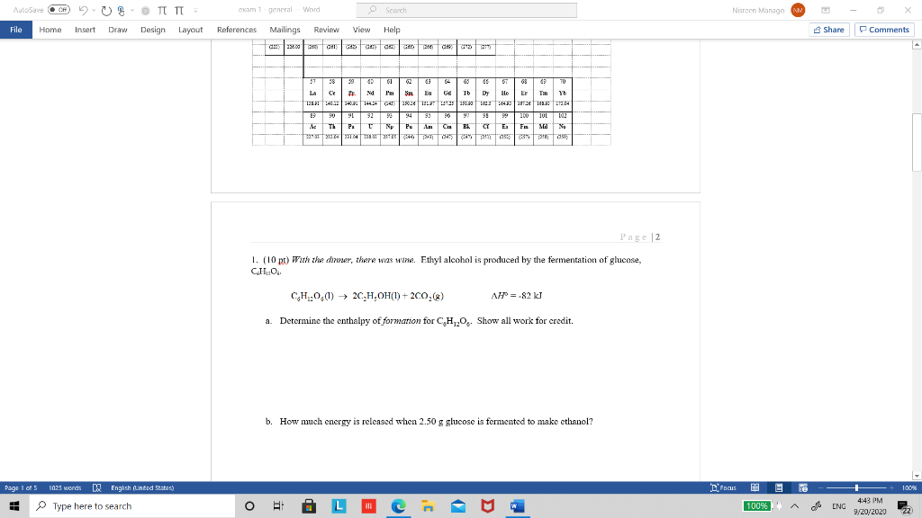 Solved AutoSave CH OS exam 1 general Word Search Nisreen | Chegg.com