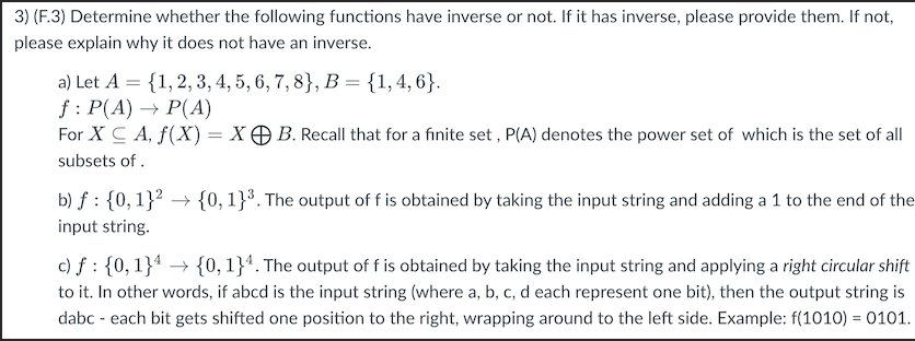 3) (F.3) Determine whether the following functions | Chegg.com