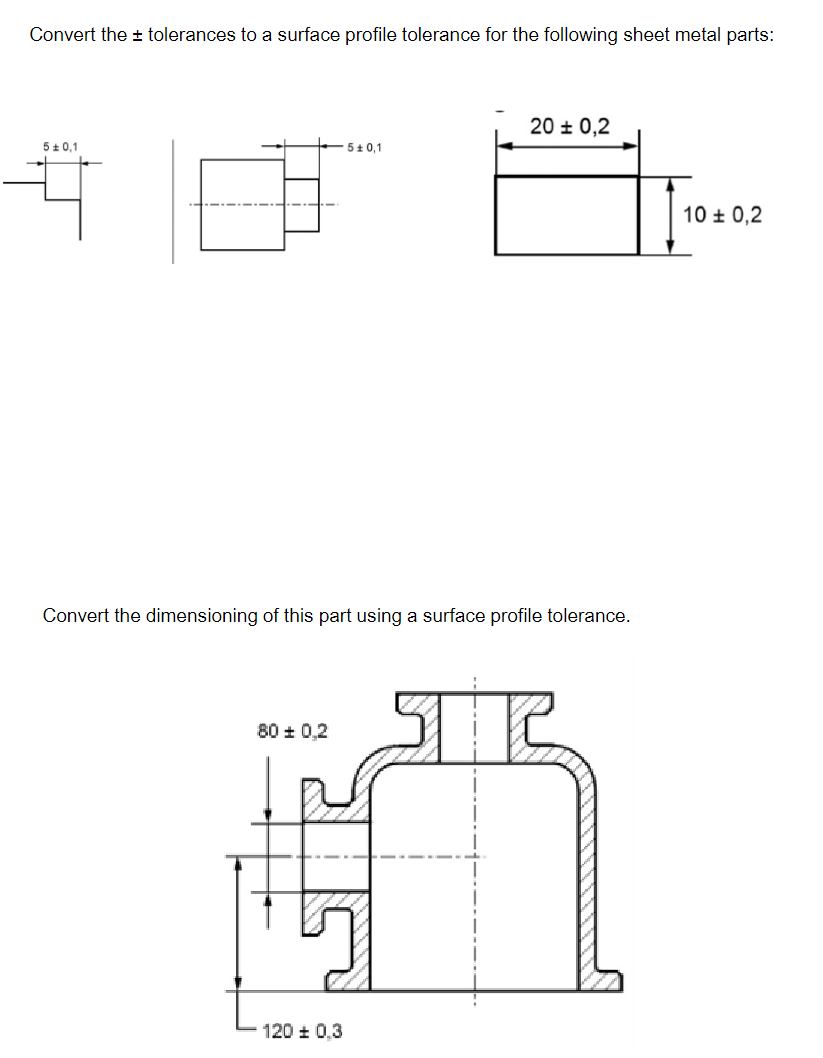 Solved Convert the = tolerances to a surface profile | Chegg.com