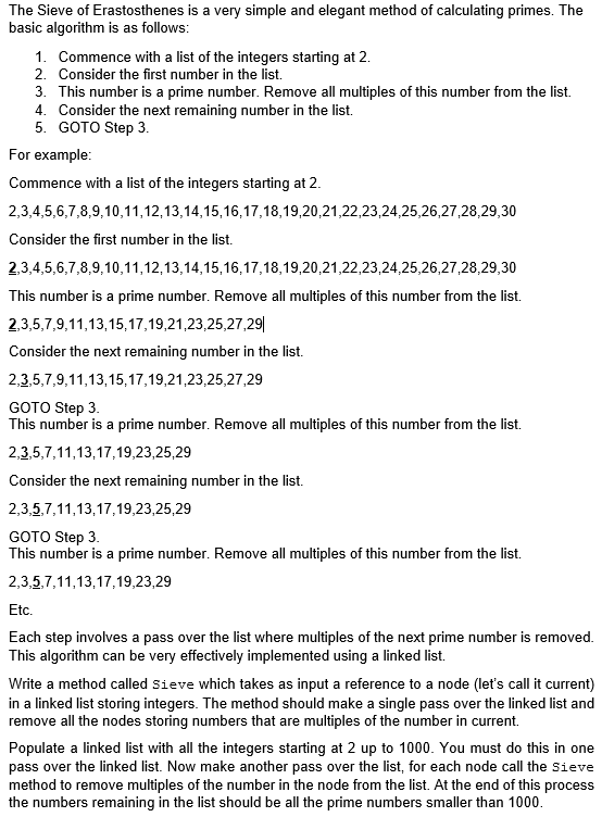 Solved The Sieve of Erastosthenes is a very simple and | Chegg.com