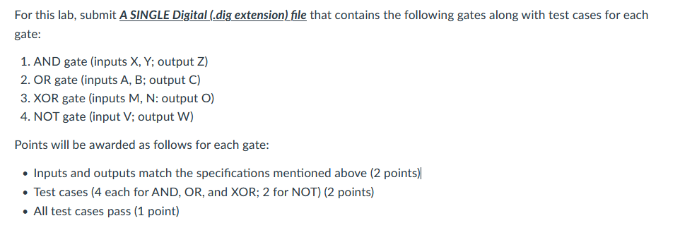 Solved For this lab, submit A SINGLE Digital (.dig | Chegg.com