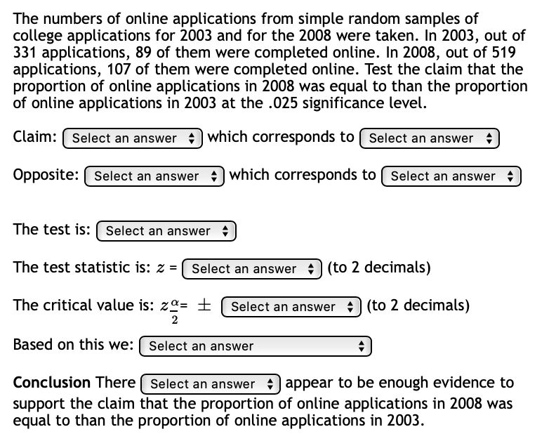 Solved The numbers of online applications from simple random | Chegg.com