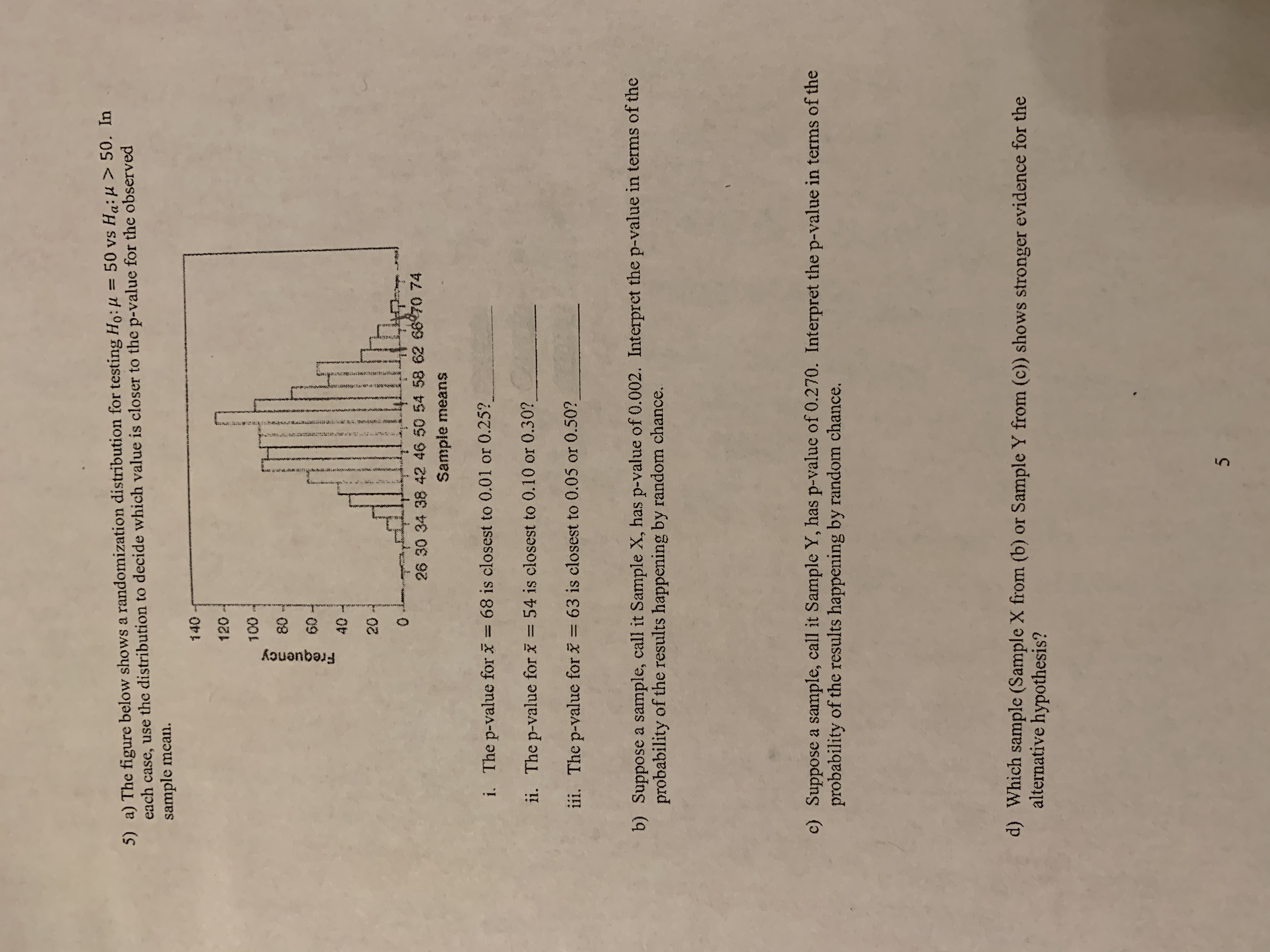Solved 5) a) The figure below shows a randomization | Chegg.com