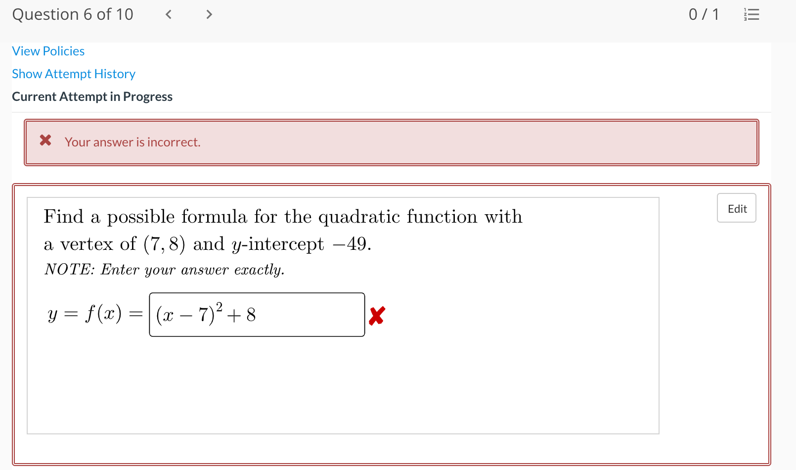 Solved Question 6 of 10 071 III View Policies Show Attempt | Chegg.com