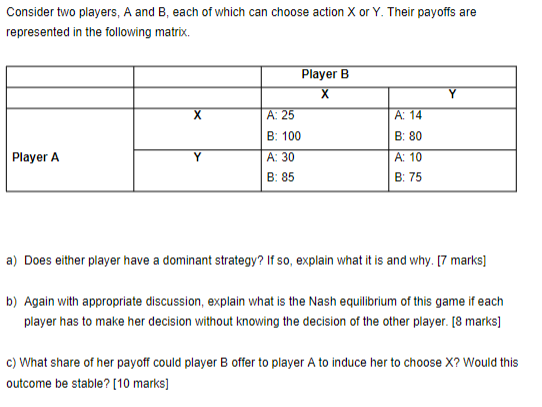 Solved Consider two players, A and B, each of which can | Chegg.com