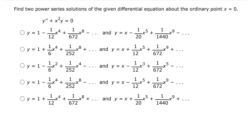 Solved Find two power series solutions of the given | Chegg.com