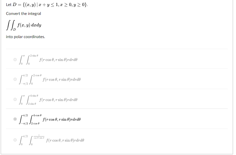 Use the fact that ∬Drdrdθ=Area(D) to find the area | Chegg.com