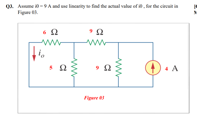 Solved Q3. Assume i0 = 9 A and use linearity to find the | Chegg.com