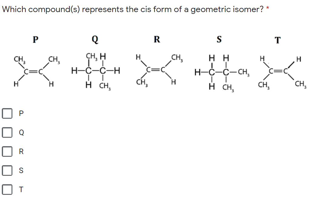 Solved Which compound(s) represents the cis form of a | Chegg.com