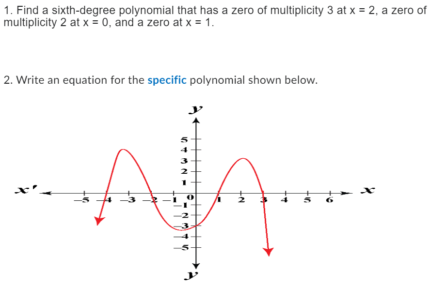 Solved 1. Find a sixth-degree polynomial that has a zero of | Chegg.com