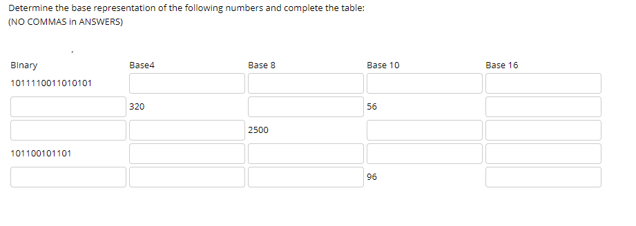 Solved Determine the base representation of the following | Chegg.com