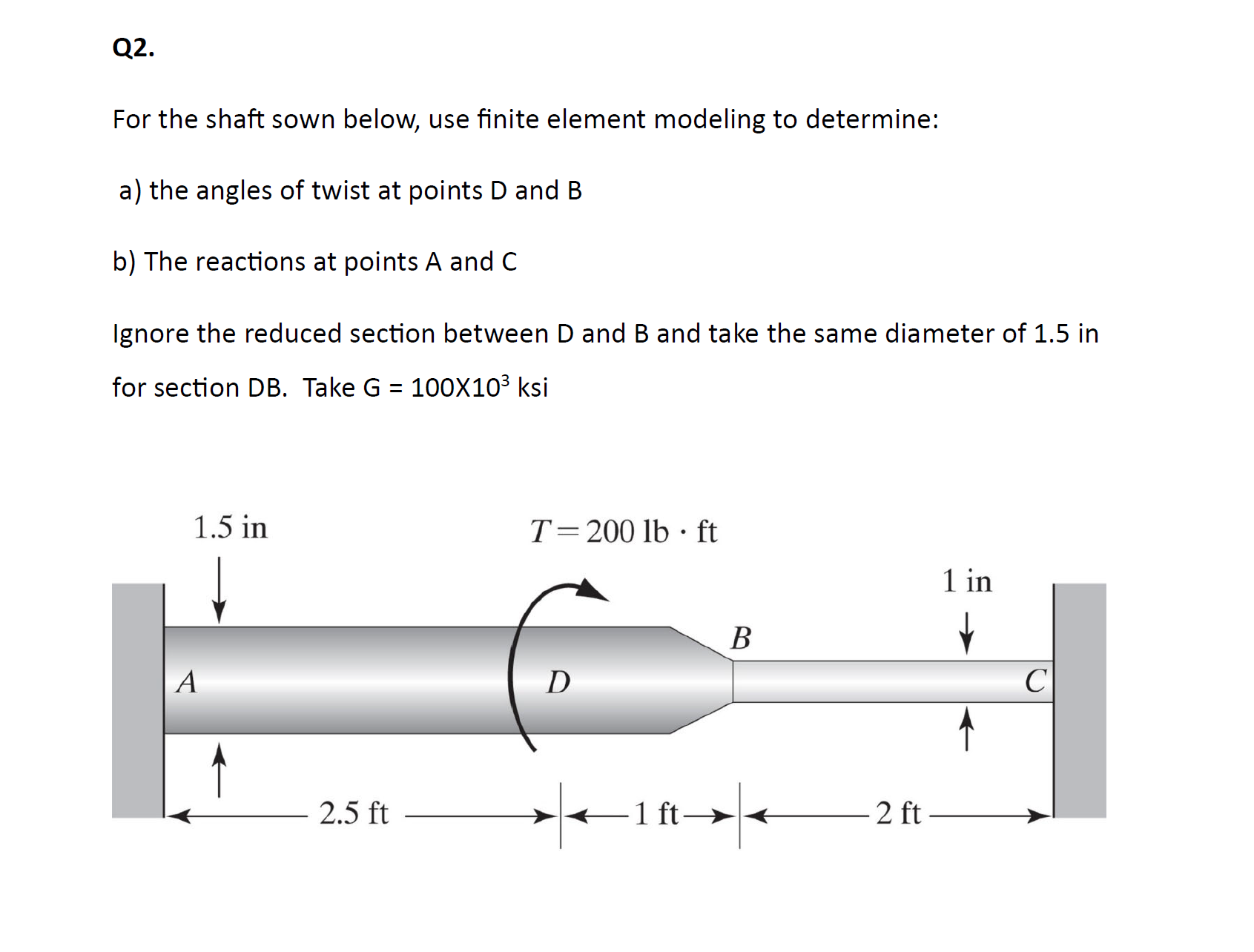 Solved For the shaft sown below, use finite element modeling | Chegg.com