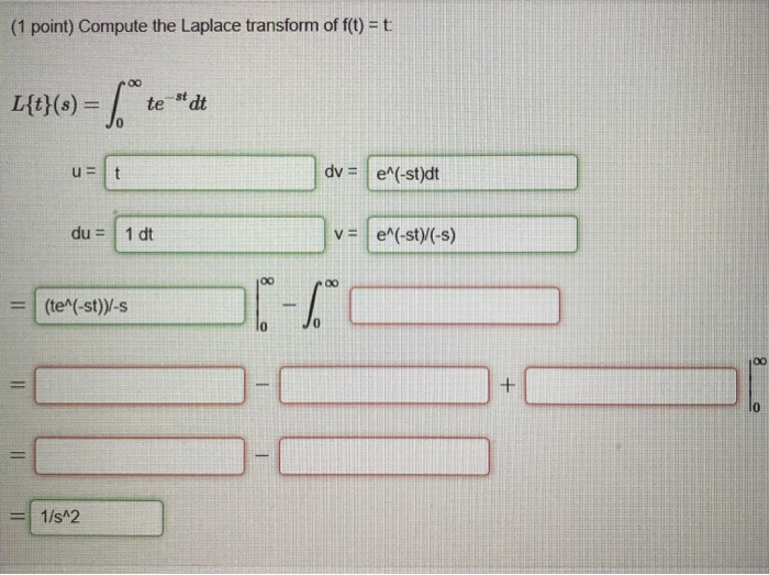 Solved (1 point) Compute the Laplace transform of f(t) t te | Chegg.com