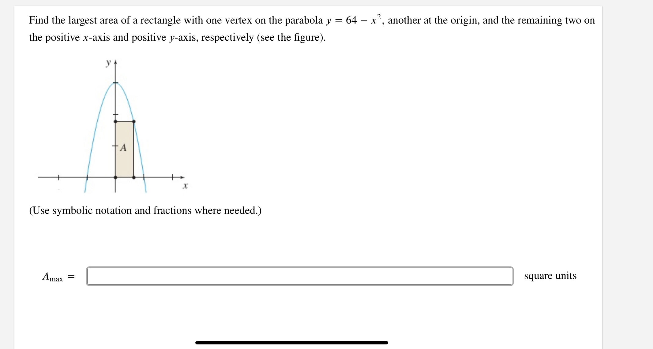 Solved Find the largest area of a rectangle with one vertex | Chegg.com