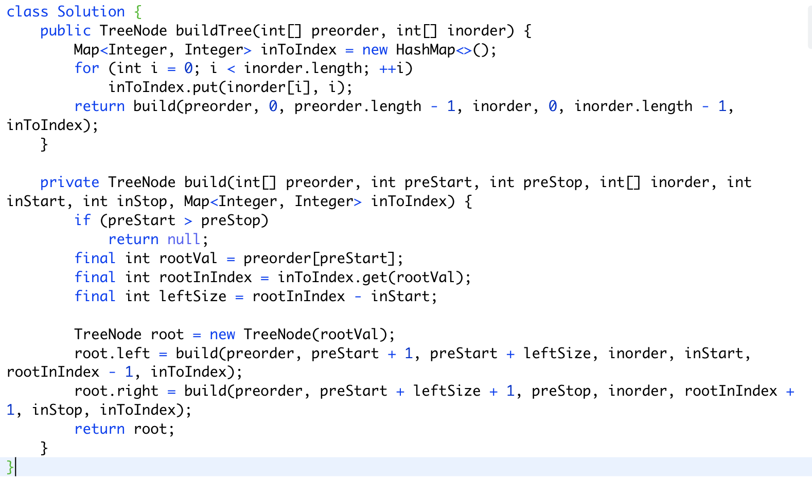Solved = class Solution { public TreeNode buildTree(int[] | Chegg.com