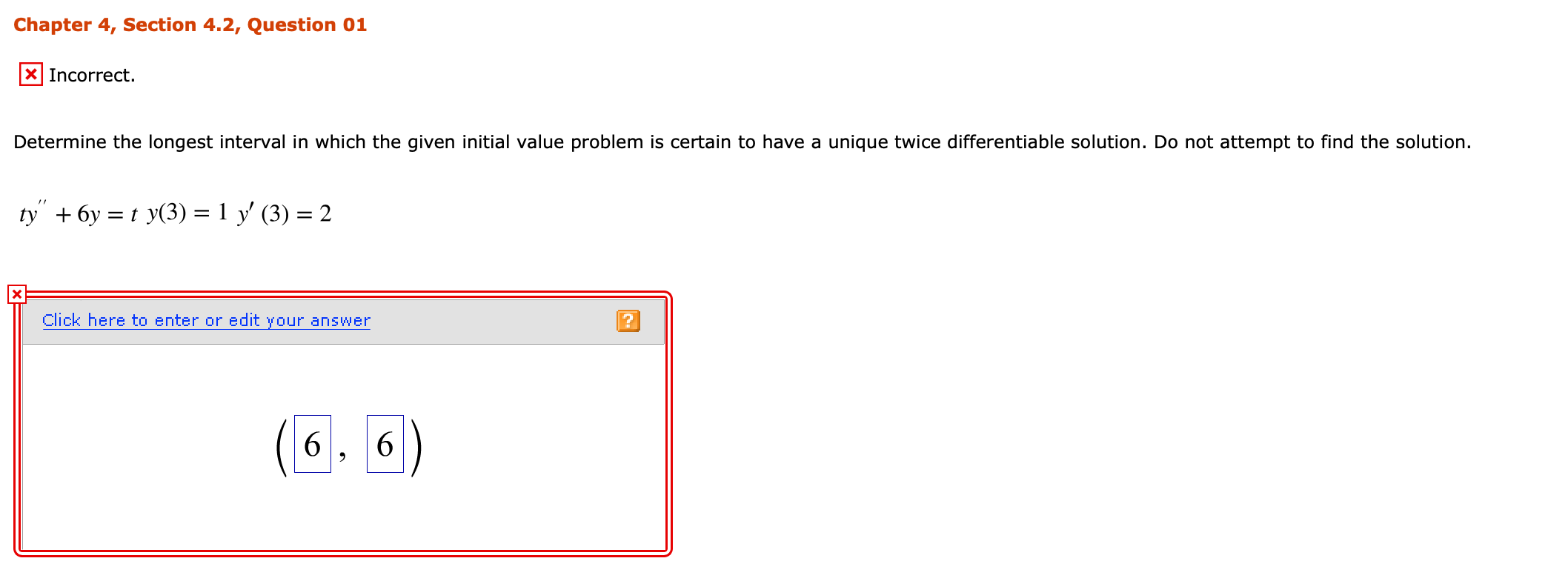 Solved Chapter 4, Section 4.2, Question 01 XIncorrect. | Chegg.com