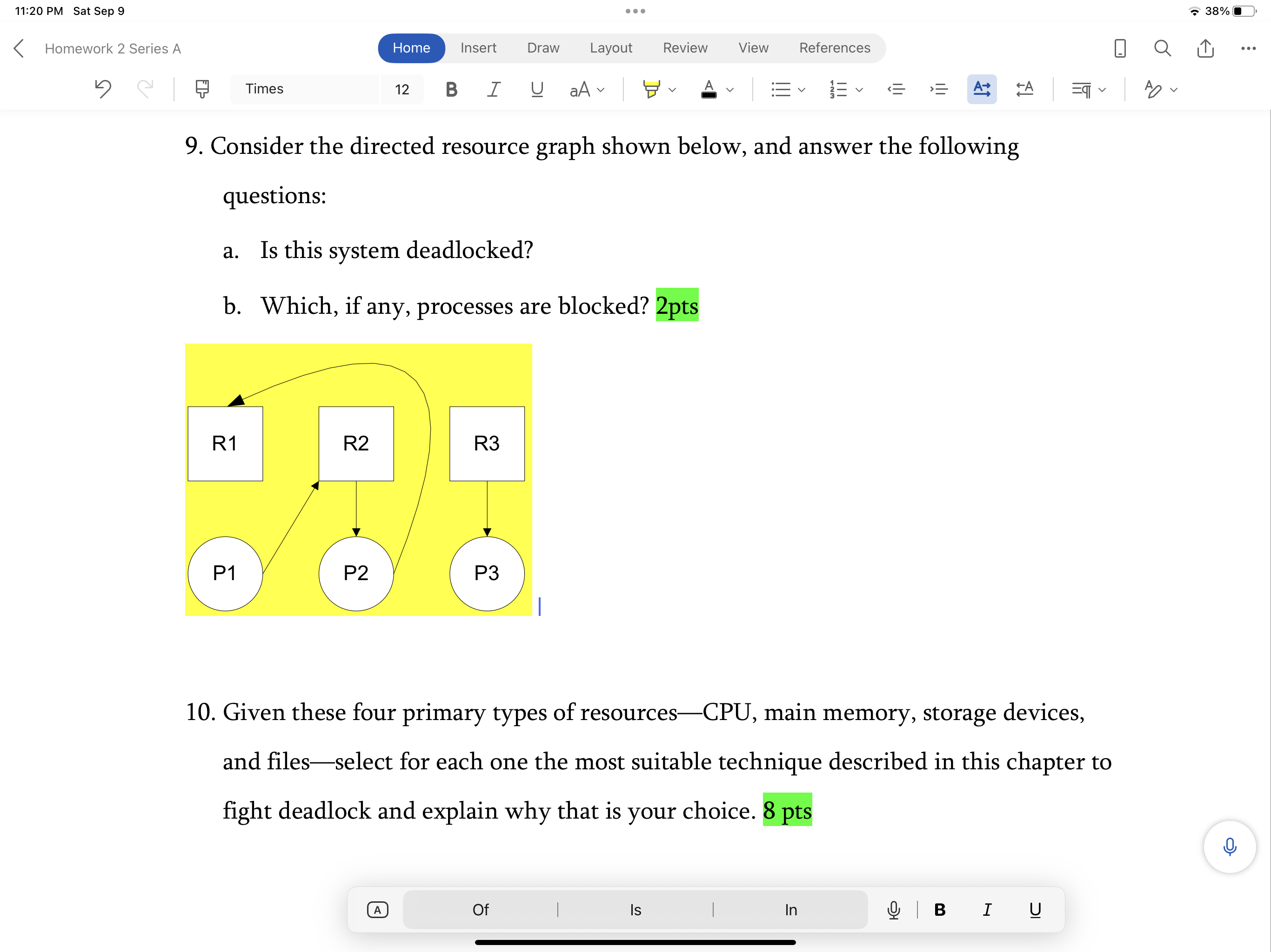 Solved 9. Consider the directed resource graph shown below, | Chegg.com