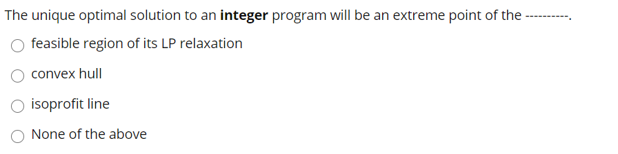 Solved The unique optimal solution to an integer program | Chegg.com