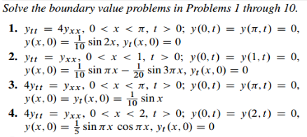 Solved 1. Ytt 10 Solve the boundary value problems in | Chegg.com
