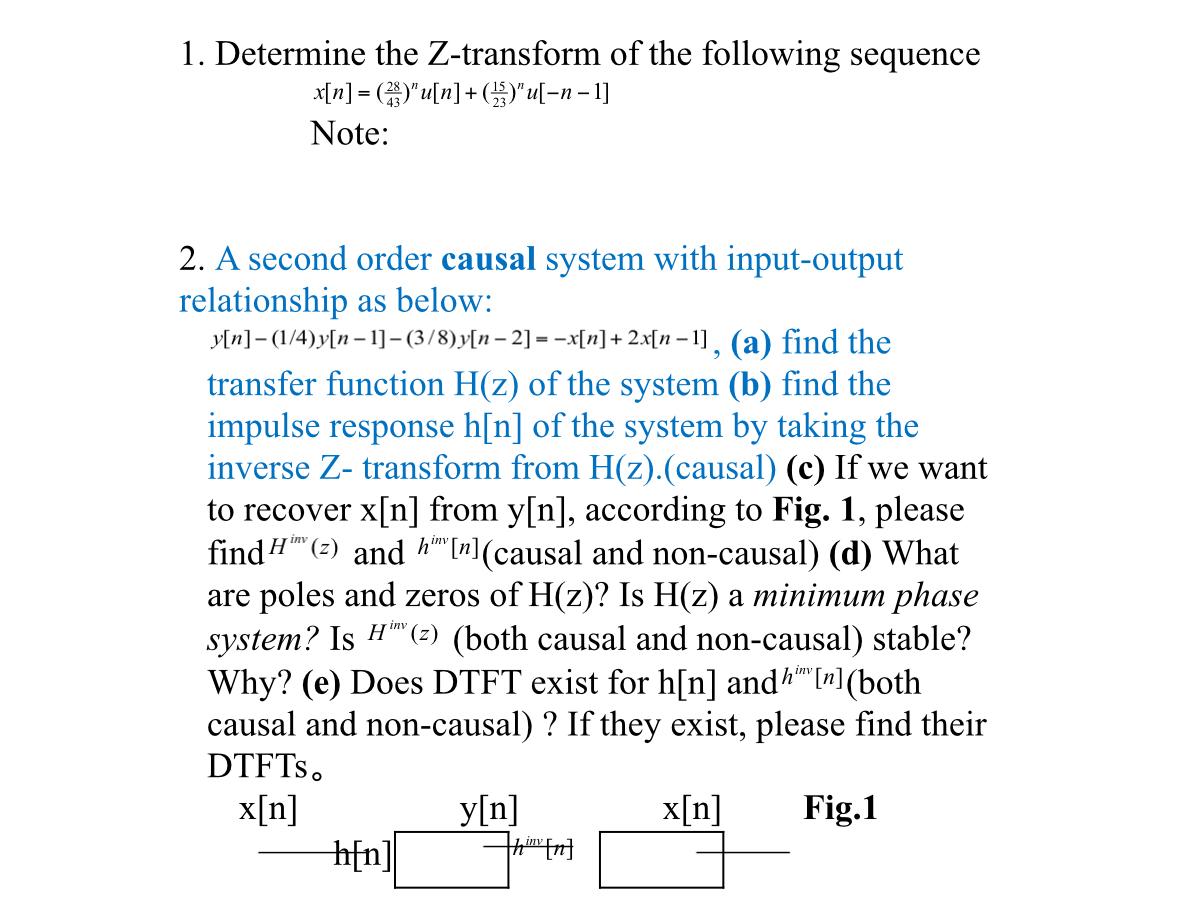 Solved 1. Determine the Z-transform of the following | Chegg.com