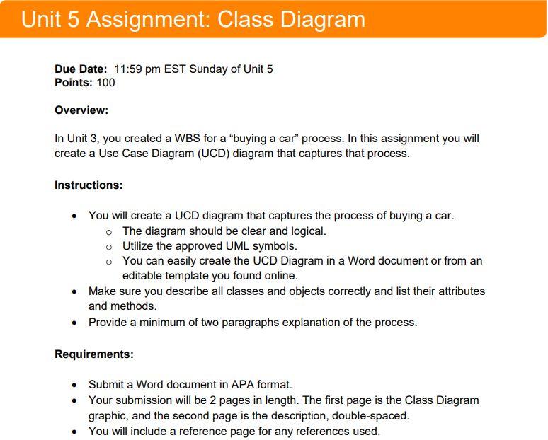 Solved You will create a UCD diagram that captures the | Chegg.com