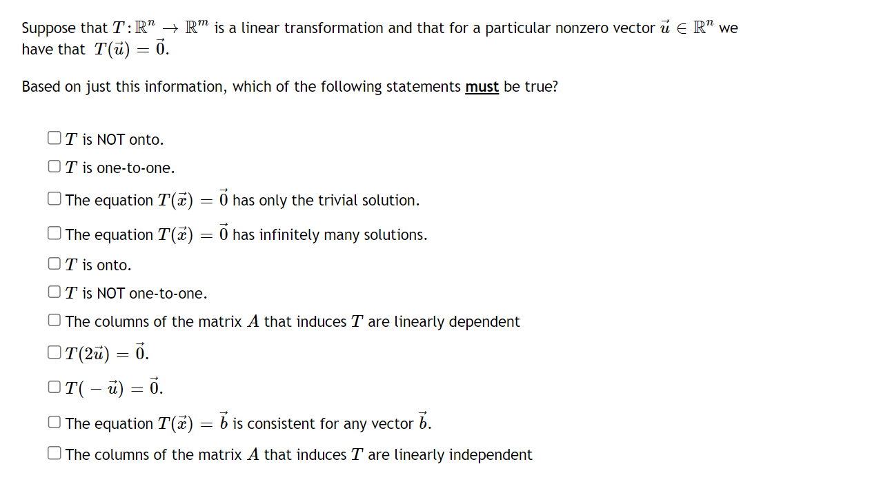 Solved Suppose that T:Rn→Rm is a linear transformation and | Chegg.com