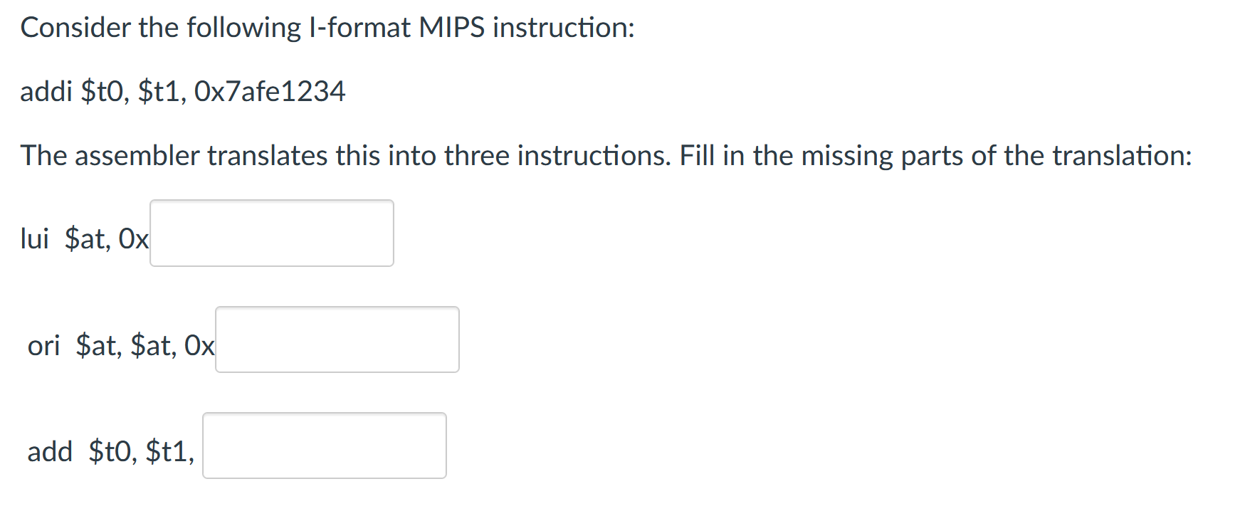 Solved Consider the following l-format MIPS instruction: | Chegg.com
