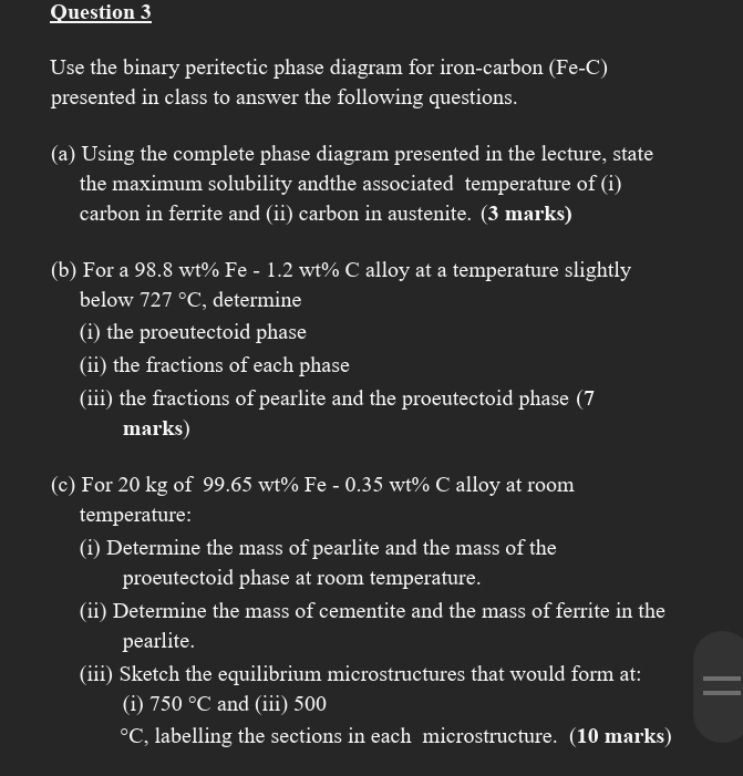 Solved Question 3 Use the binary peritectic phase diagram | Chegg.com