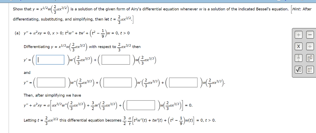 Solved Show that y = x1/2wf_ux3/2) is a solution of the | Chegg.com