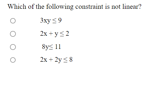 Solved Which of the following constraint is not | Chegg.com