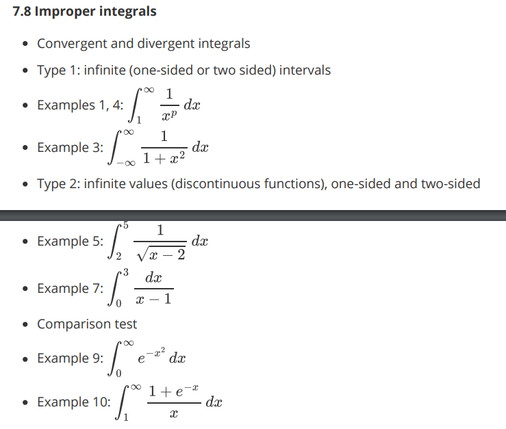 7.8 ﻿Improper integralsConvergent and divergent | Chegg.com