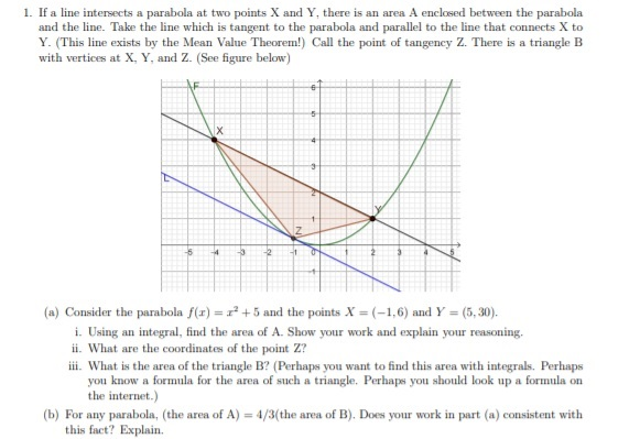 Solved 1. If a line intersects a parabola at two points X | Chegg.com