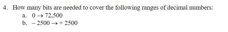 Solved 4. How many bits are needed to cover the following | Chegg.com
