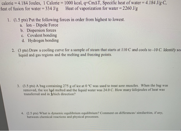Solved calorie 4.184 Joules, 1 Calorie 1000 kcal, q CmAT, | Chegg.com