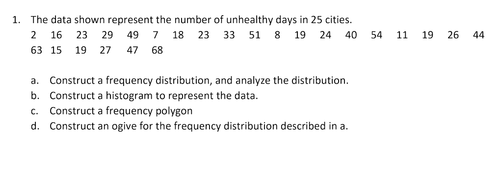 Solved The data shown represent the number of unhealthy days | Chegg.com