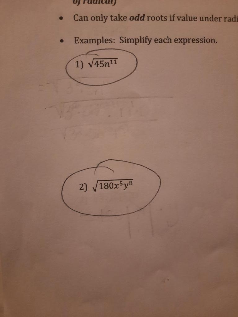 Solved Can only take odd roots if value under radi Examples: | Chegg.com