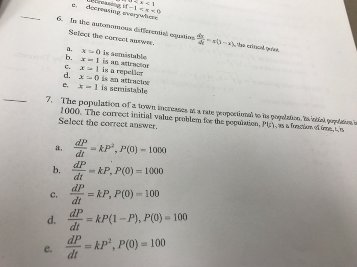 Solved In the autonomous differential equation dx/dt = x(1 - | Chegg.com