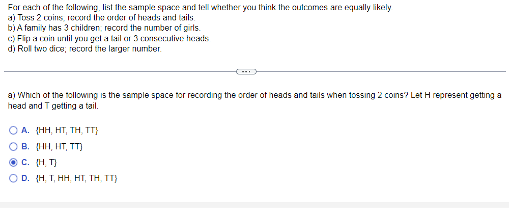 Solved For each of the following, list the sample space and | Chegg.com