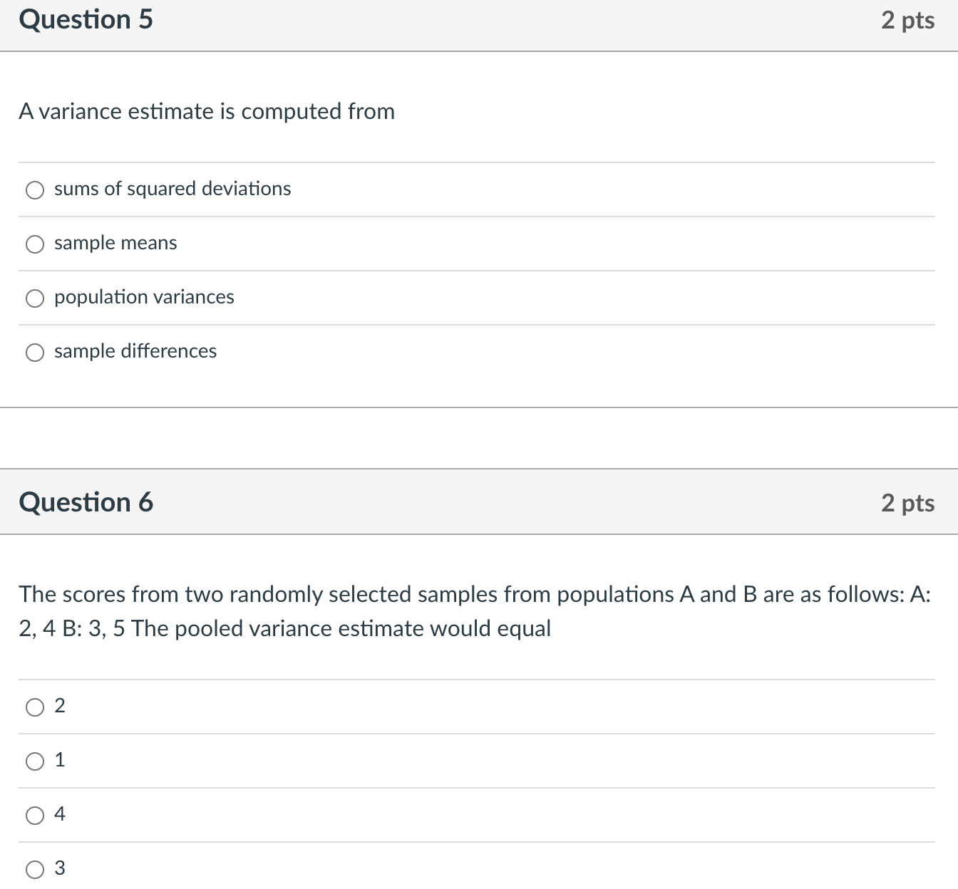 Solved A variance estimate is computed from sums of squared | Chegg.com