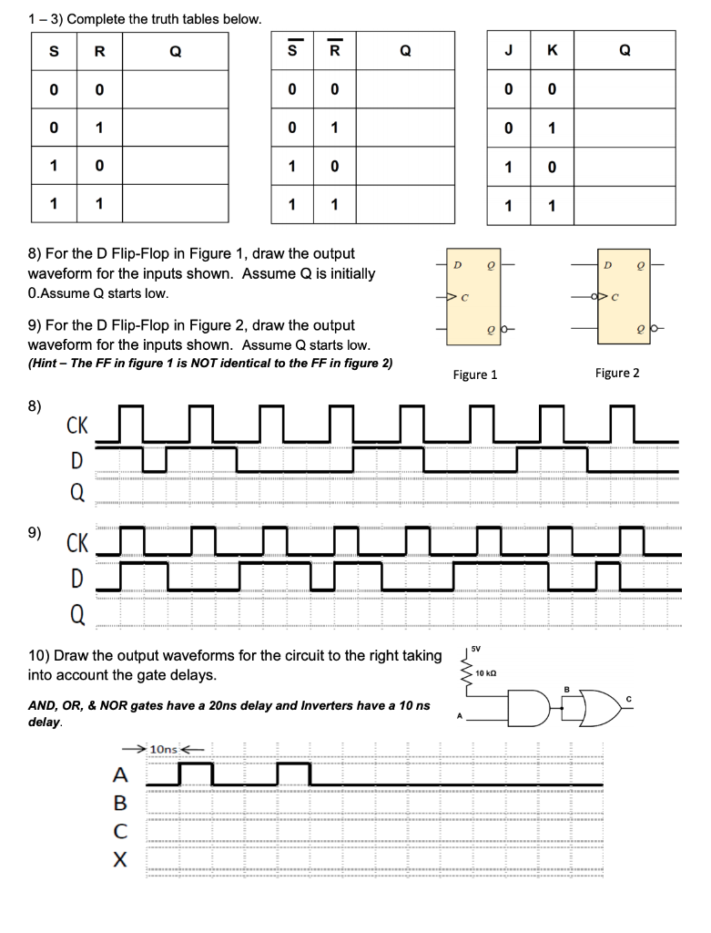 Solved 1 -3) Complete the truth tables below. 10 10 1 11 8) | Chegg.com