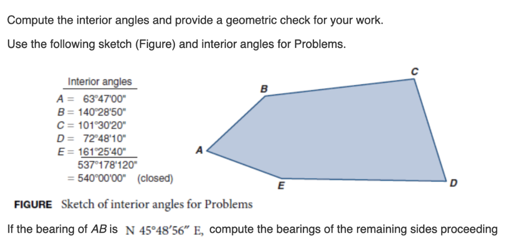 Solved Compute the interior angles and provide a geometric | Chegg.com