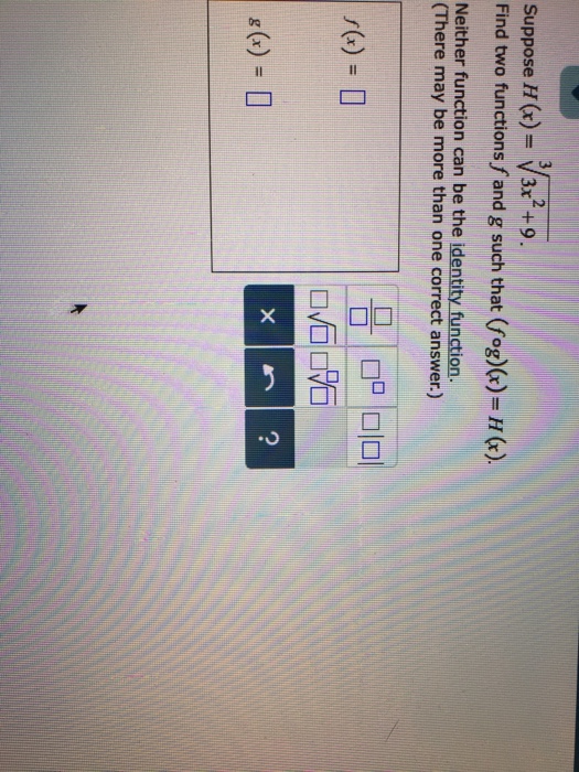 Solved Suppose H(x) = y^3 Squareroot 3x^2 + 9. Find two | Chegg.com Solved Suppose H(x) = y^3 Squareroot 3x^2 + 9. Find two | Chegg.com