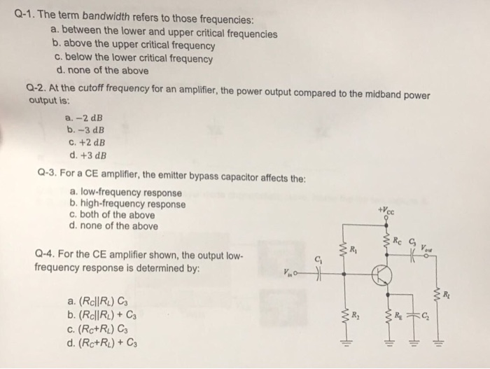 Solved The term bandwidth refers to those frequencies. | Chegg.com