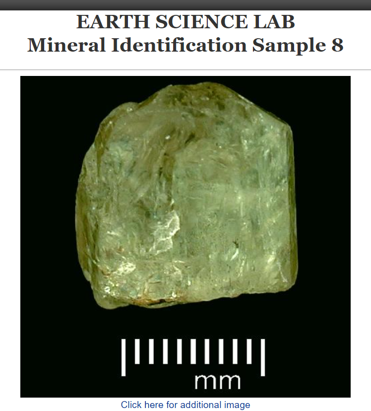 Solved EARTH SCIENCE LAB Mineral Identification Sample 8 | Chegg.com