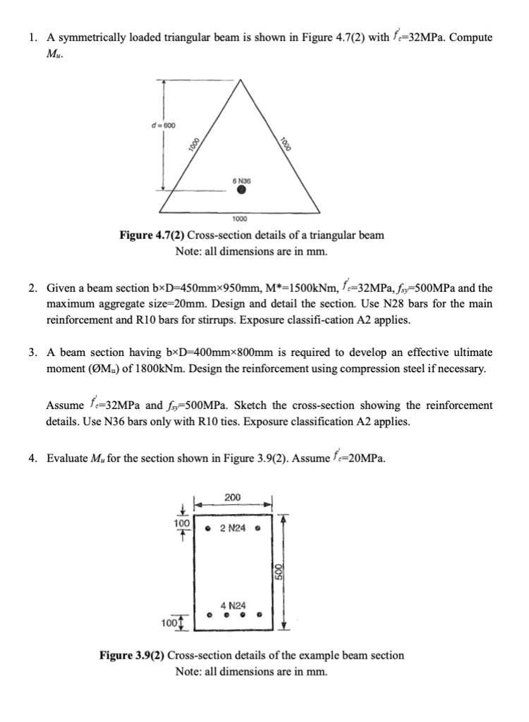 Solved 1. A symmetrically loaded triangular beam is shown in | Chegg.com