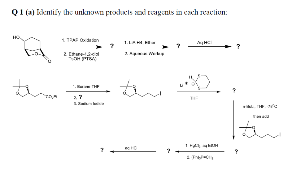 Solved Q1 (a) Identify the unknown products and reagents in | Chegg.com