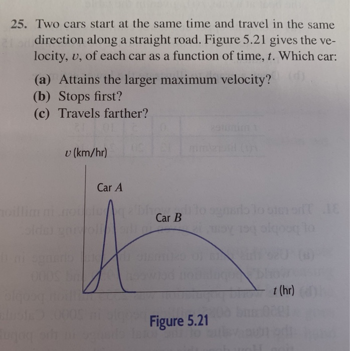 Solved 25. Two cars start at the same time and travel in the | Chegg.com