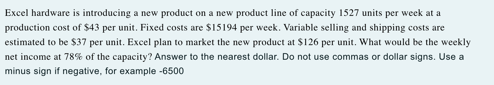 Solved Excel hardware is introducing a new product on a new | Chegg.com