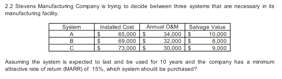 Solved a) Calculate the EUAC for the System A. b) Calculate | Chegg.com